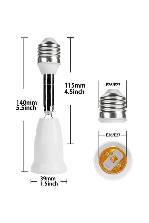 Choice Lamp Socket Extender, E26/E27 Adjustable Vertical 90° Horizontal 360°, 100 V-250 V, Max ...