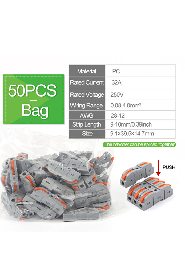 Diy Go 50pcs Quick Splicing Multiplex Butt Wire Connector Compact Electrical Cable Terminal