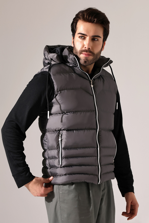 B.HE.Z Gray Men's Inflatable Vest with Gel Padding, Lining, Inner ...