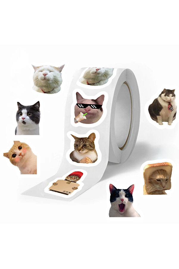 Choice 1 Roll 500pcs Cartoon Meme Cat Stickers For School Reward ...