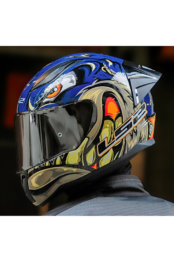 LS2 Rapid 2 Race Spox - Blue and Gray Closed Moto Helmet - Trendyol