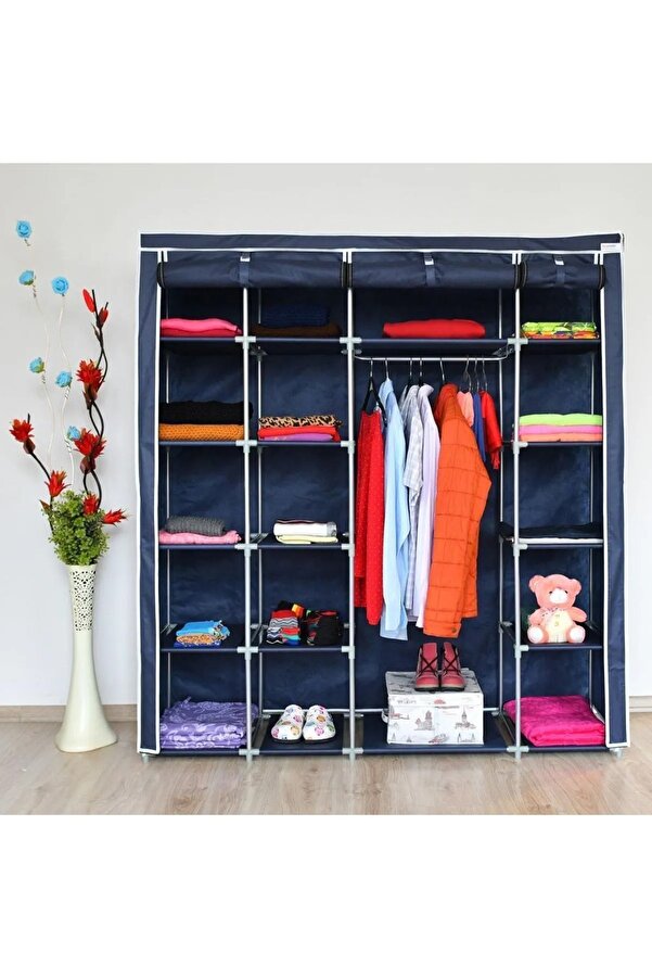 ilhanhome Steel Profile Cloth Cabinet with Extra Double Side Shelves ...