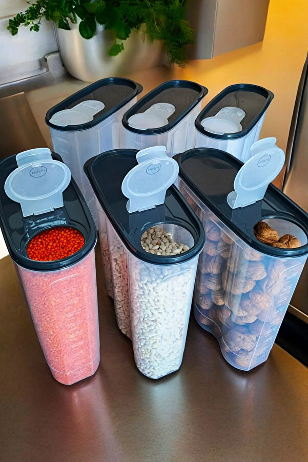 Kitchen Line 6Pcs Luxury Stylish Food Grocery Pantry Storage Set - Gray ...