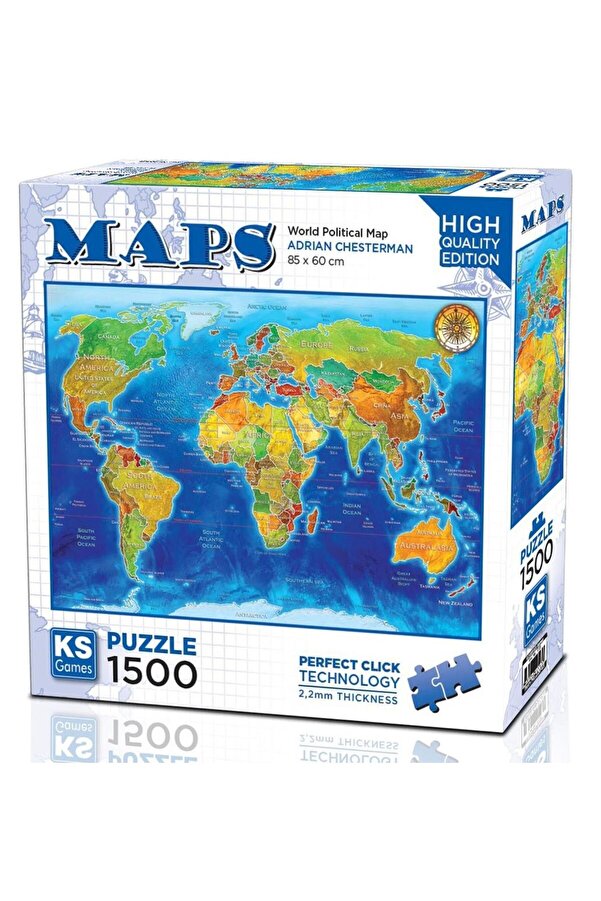 Ks Games 1500 Piece World Political Map Puzzle by Adrian Chesterman ...