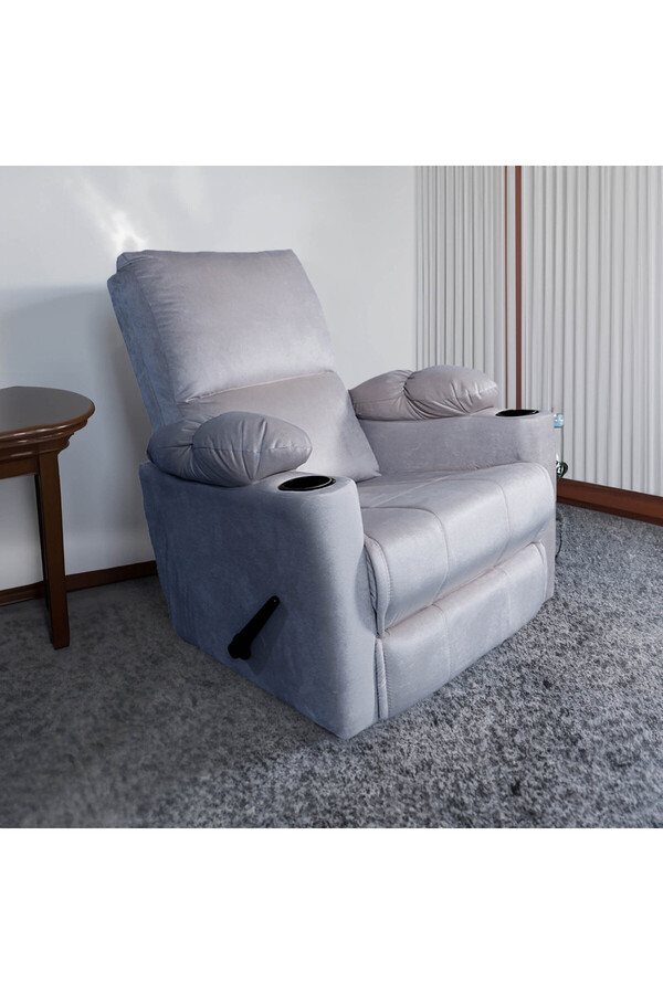 In House Velvet Rocking & Rotating Cinematic Recliner Chair with Cups ...