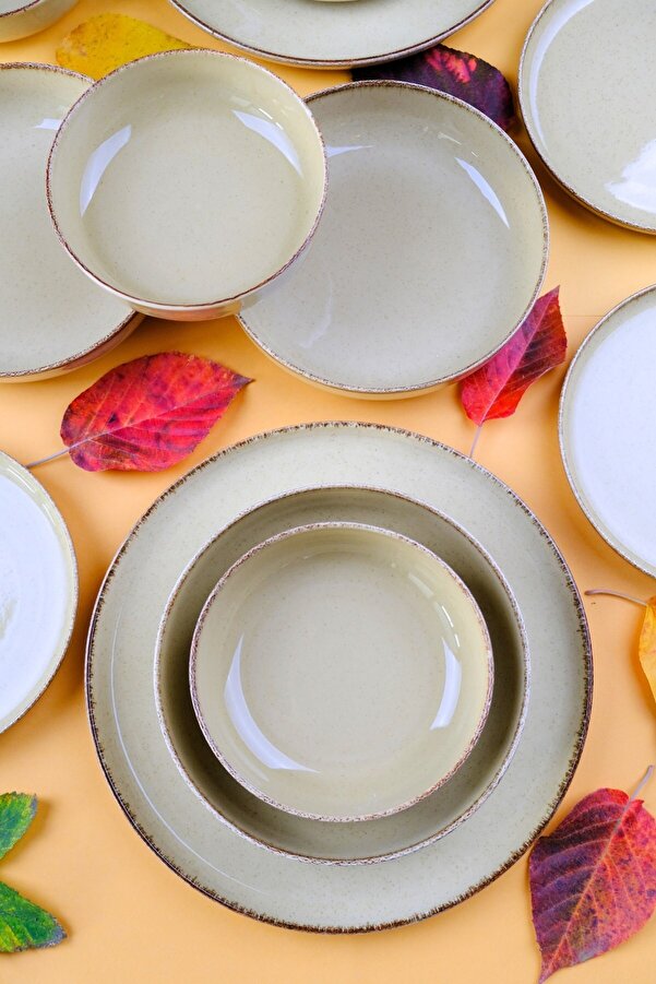 Kütahya Porselen Moderna Pearl 6-Person Dinnerware Set - Mustard Yellow ...