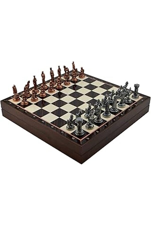 NZM TİCARET Medium Metal Trojan-Sparta Chess Set - Antique and Walnut ...