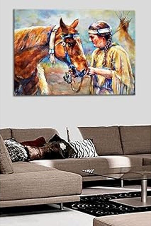 atesin online Talya Decorative Art Print - Native American and Horse ...