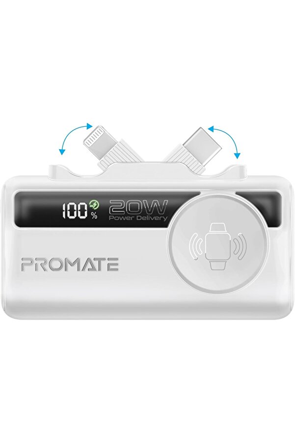 Promate 3 in 1 Mini Power Bank, 5000mAh with 20W USB-C™ In/Out Foldable ...