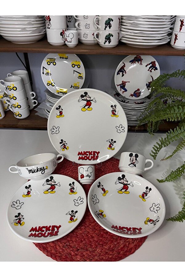 TEBAK COLLECTION Plate New Mickey Mouse Model 6 Pieces Children's Dish ...
