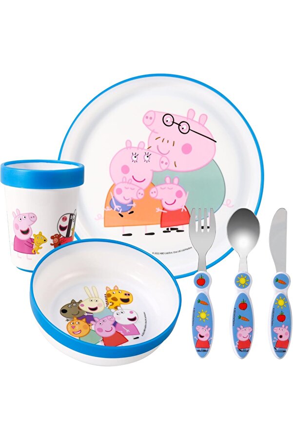 fulina Peppa Pig Kids 6 Piece Reusable Dinner Set, Childrens Dinnerware ...