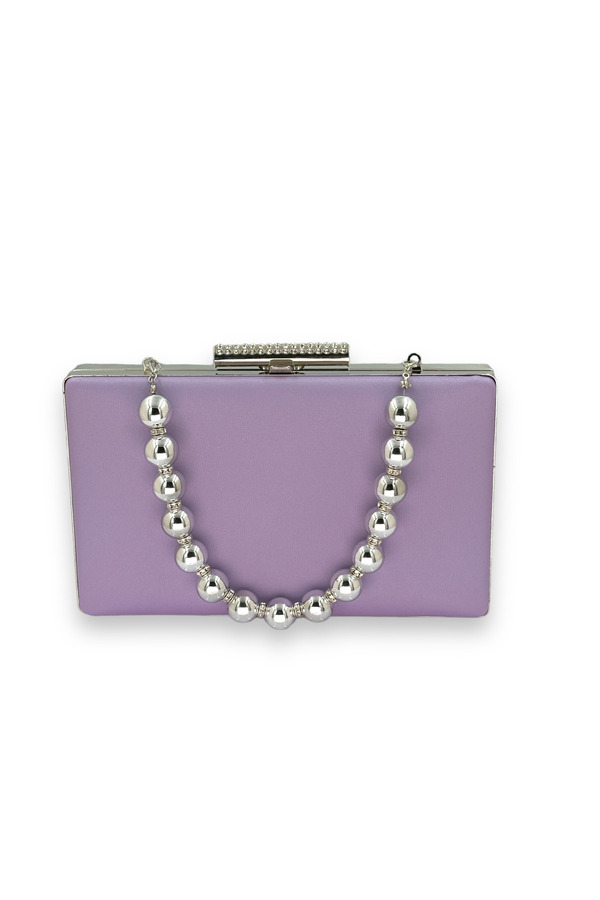 Wedding Fashion Lilac Matte Satin Pearl Handle Non-Scratch Evening Bag ...