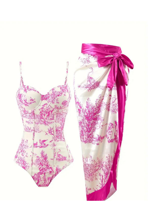 Kuvars Atalier Pink Odyssey Baby Swimsuit - Pareo Set - Trendyol