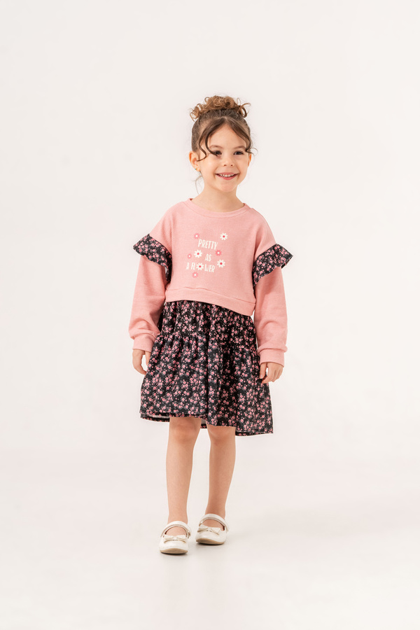 Eray Kids Рокля за момиче с волани и флорални мотиви- Trendyol