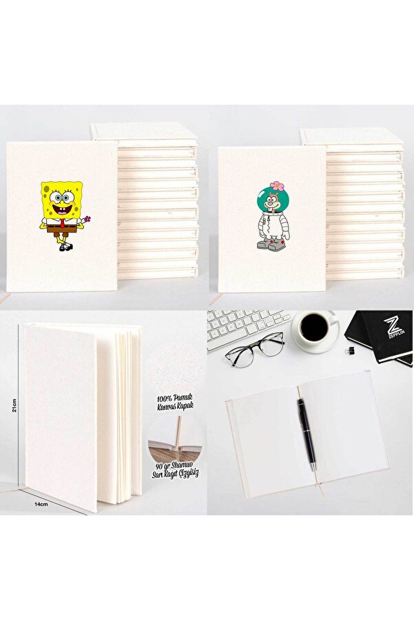 Z zepplin Spongebob and Sandy Cheeks Dear Couple Canvas Notebook - Trendyol
