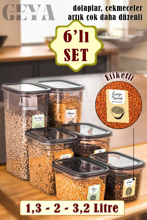 Geya Home 6-Piece Perla Clear Storage Set - Labeled Pulses Organizer ...