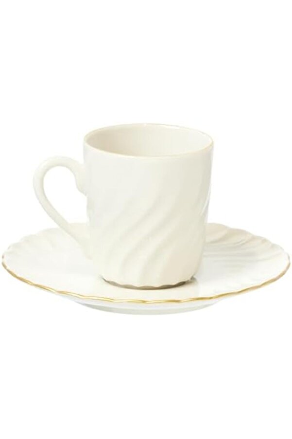 yusuftex 12 Pieces Cream Coffee Cup Porcelain Lilies New Set for 6 ...
