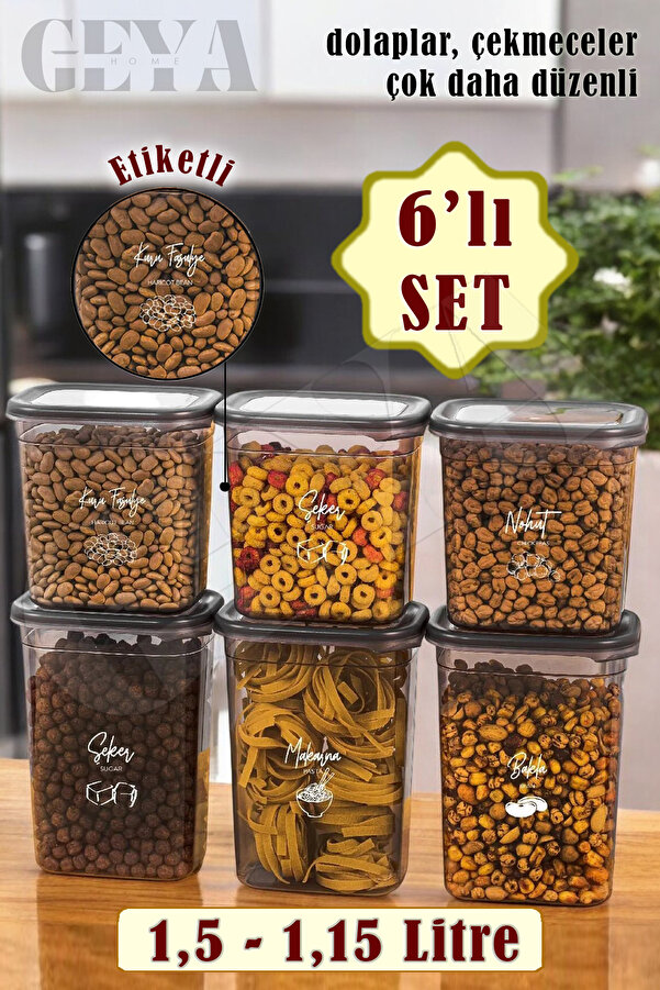 Geya Home Perla Set of 6 Clear Storage Containers - Rectangular Pulses ...