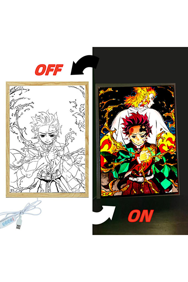 Choice Anime Demon Slayer Action Figures Light Painting Photo Frame ...