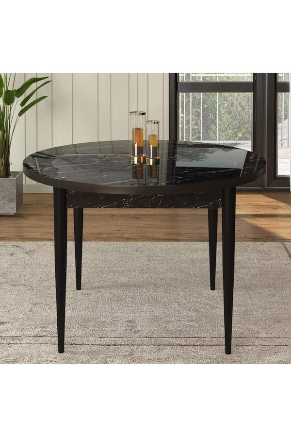 HOMS Brigitte round kitchen table, black color, 90 cm - Trendyol