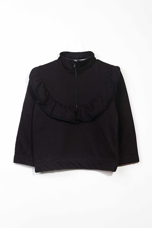 LUESS Черна блуза за момиче - с волани и цип (2-3 години, 8-9 години ...