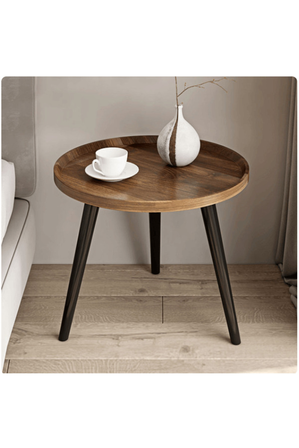 1st Modern Design Round Wood Coffee Serving Table 48 X 40 Cm - Trendyol