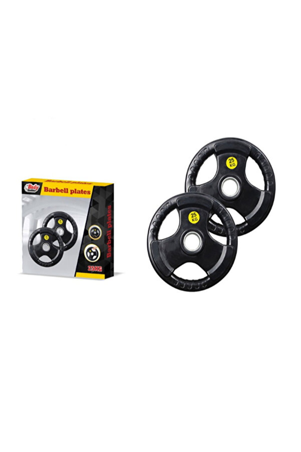 Body Builder HAND GRIP RUBBER COATED BARBELL PLATE 50MM 25KG 38-1185 ...