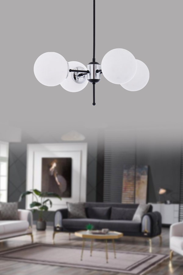 Step Aydınlatma Ava Black-Chrome 4-Arm, Modern Living Room Y. Room O ...