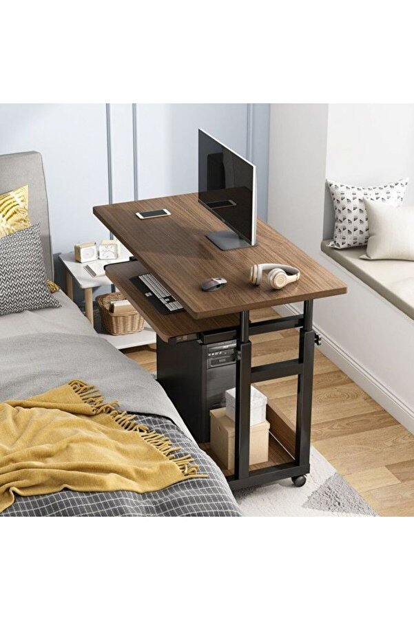 1st Movable Adjustable Desktop Computer Table 80x45cm Brown - Trendyol