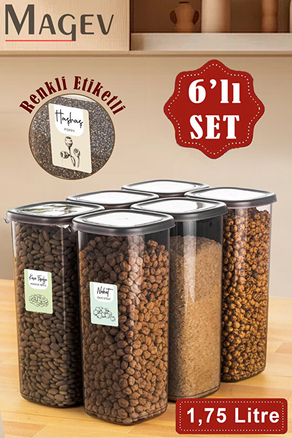 Geya Home 1.75 Liter 6-Piece Transparent Storage Set - Square Pulses ...
