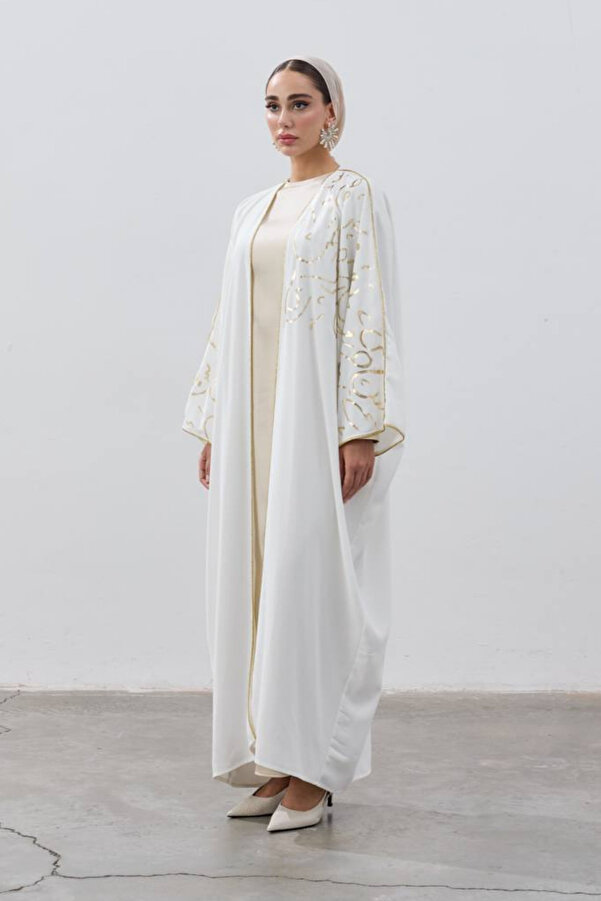 LEYLA STORE Stylish Ferace with Arabic Letters- Trendyol