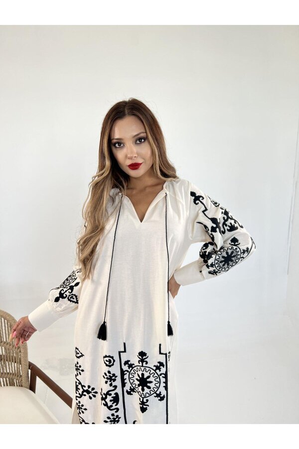 Leyaa Ecru 6267 Model Dress- Trendyol