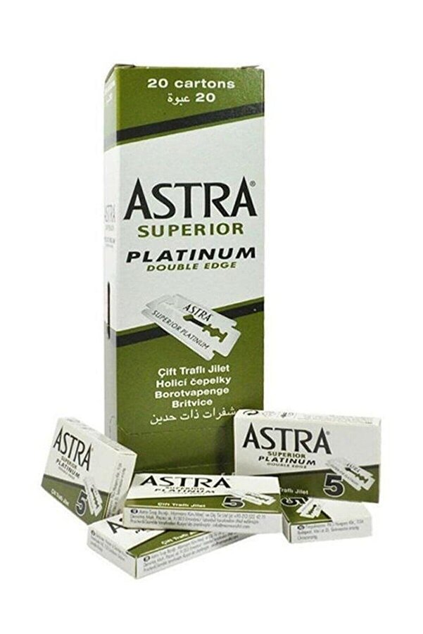 Mu Art Ahşap Astra Razor Blades Green 1 Box Contains 20 Small Packs and ...