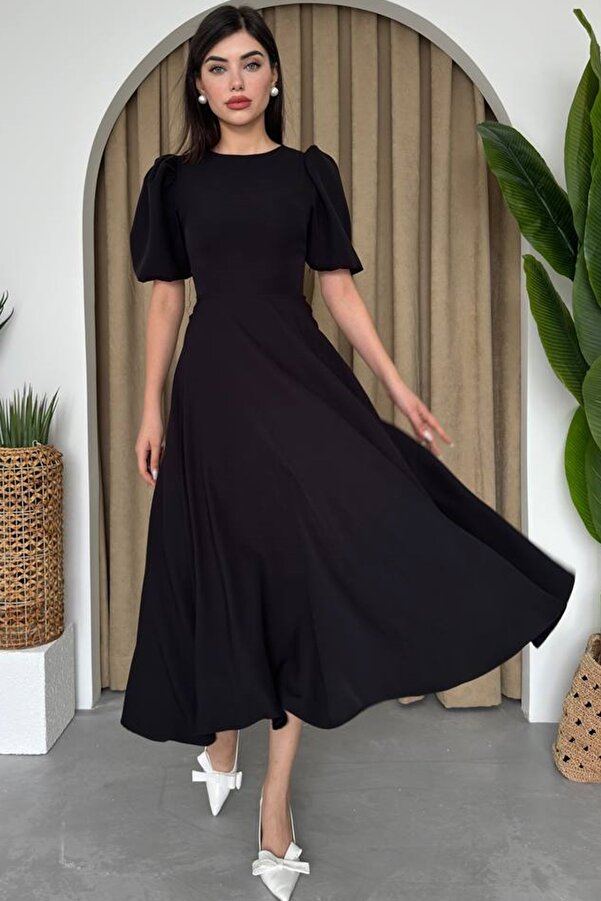 WOMAN VISION Rochie de seară neagră din țesătură Atlas neagră, cu ...