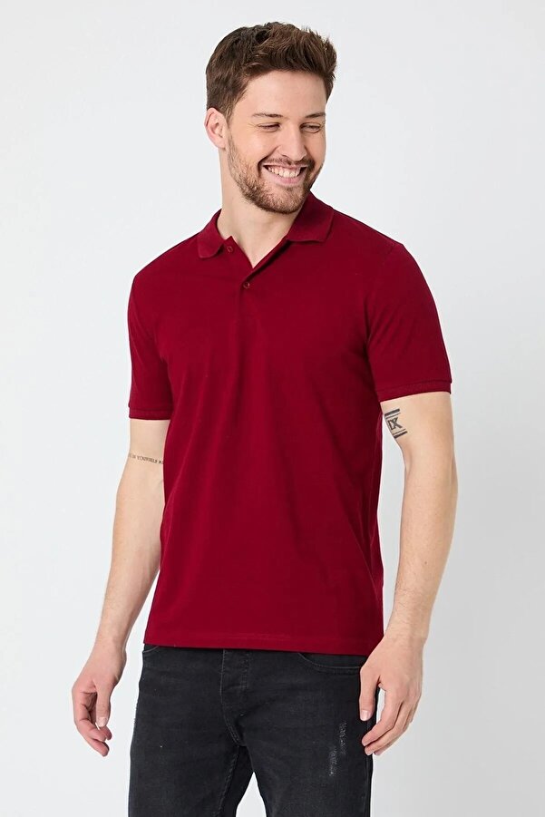 Burlu تي شيرت صيفي بأكمام قصيرة وياقة بولو للرجال- Trendyol