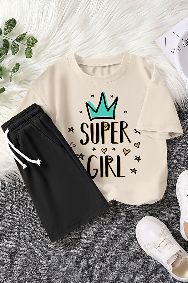 MYADA Премиум детски комплект от 2 части с принт Super Girl 22437-3 ...