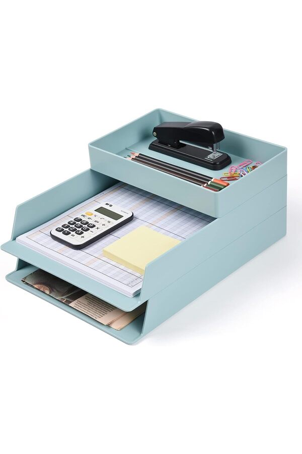 Erorex Stackable Desktop Paper Tray Organizer 3 Tier Letter Tray ...