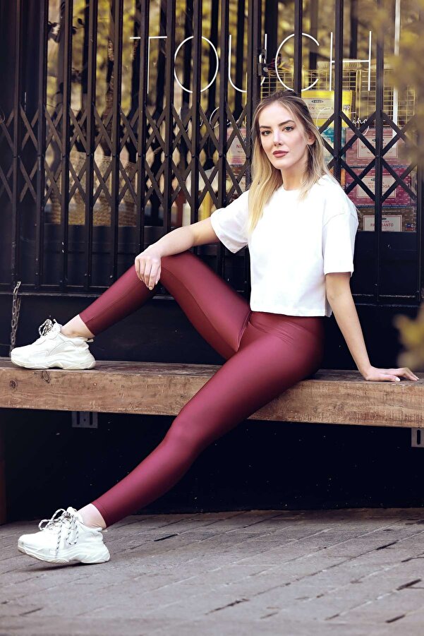 1Moda1Tarz Alexandra Claret Red Slimming Shiny Tights - Burgundy ...