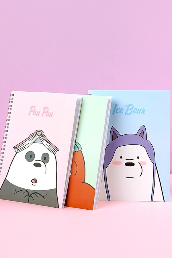 Miniso We Bare Bears Licensed Wirebound Striped Large Notepad - Trendyol