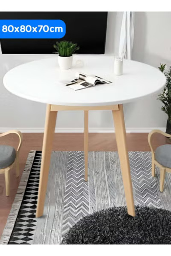 Taimi Round Dining Table 80cm Modern Pedestal Circle Room Table Leisure ...