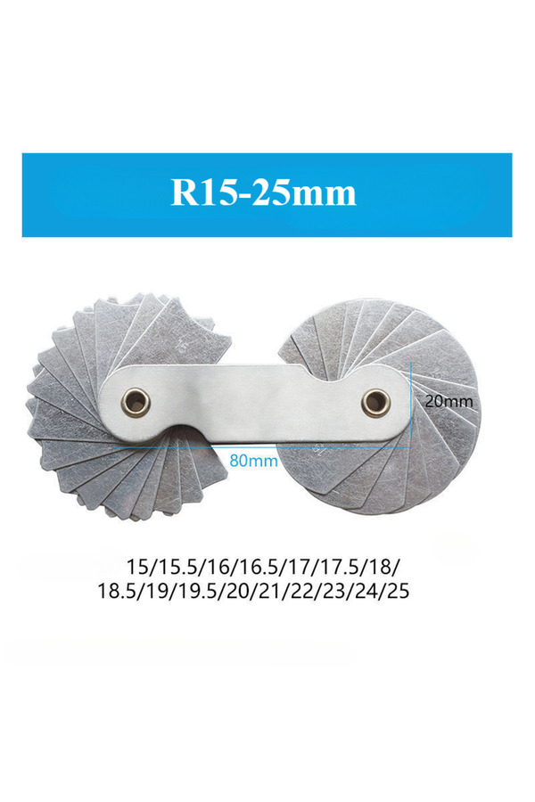 Choice R15-25 Stainless Steel Radius Fillet Gauge Measuring Gage Screw ...