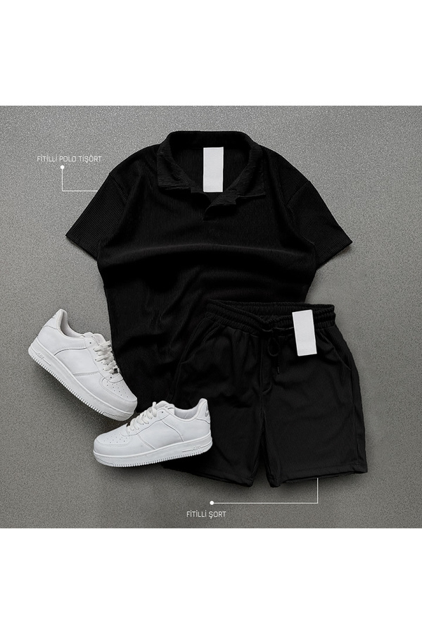 blucombin Polo T-Shirt and Shorts Bottom Top Set 2 Pieces Lycra- Trendyol