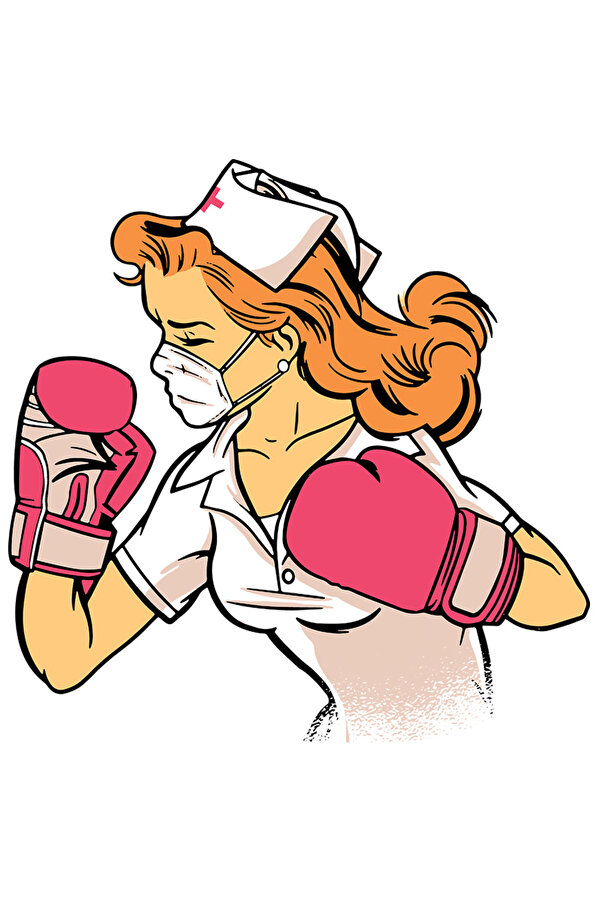Storygift Romania Female Nurse With Boxing Gloves Sticker Super Hero ...