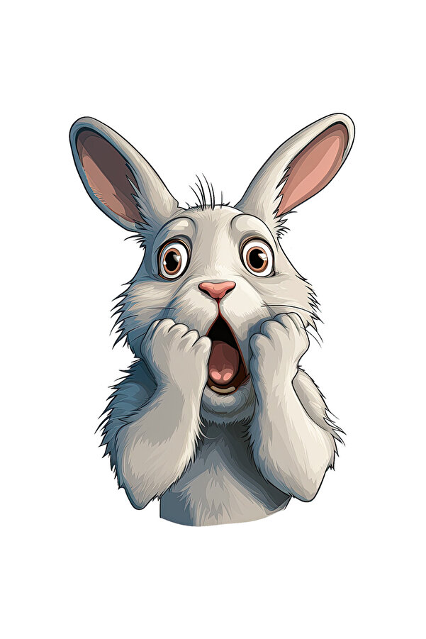 Storygift Romania Sticker With A Shocked Rabbit Illustration Scared ...