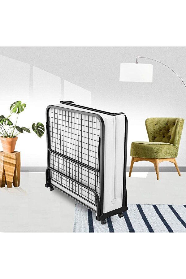 Generic Roallaway Single Folding Steel Bed with Foam Mattress with ...