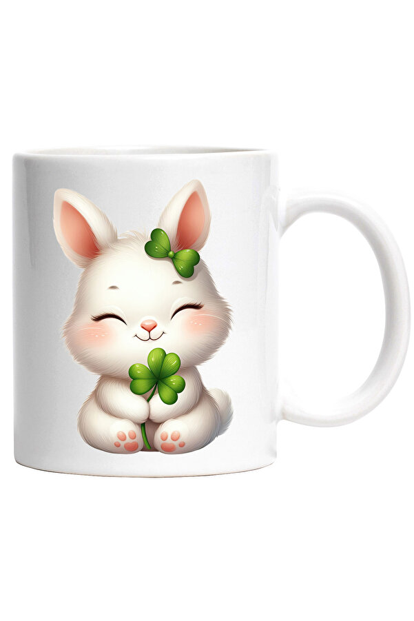 Storygift Romania Mug With A Cheerful Bunny Good Luck Four Leaf Clover ...