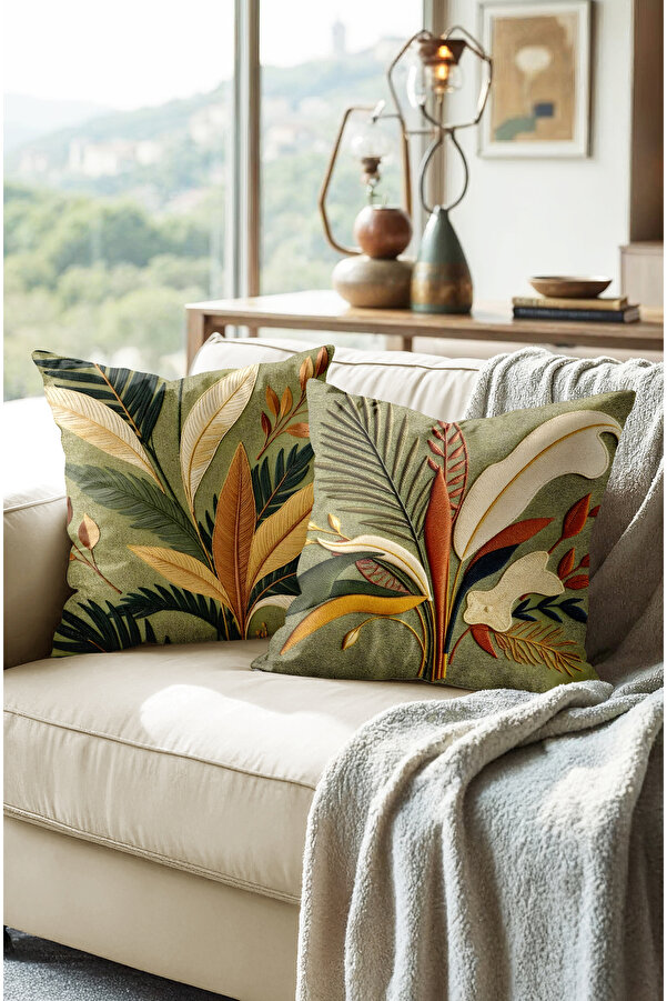 MUN HOME комплект от 2 калъфки за възглавница със скрит цип с дигитален печат с тъкана бродерия ...