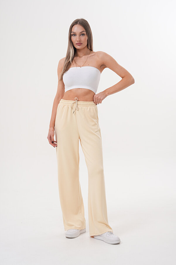 GENIUS STORE Women's Wide Leg Modal Sweatpants Butter Yellow Sweatpants ...