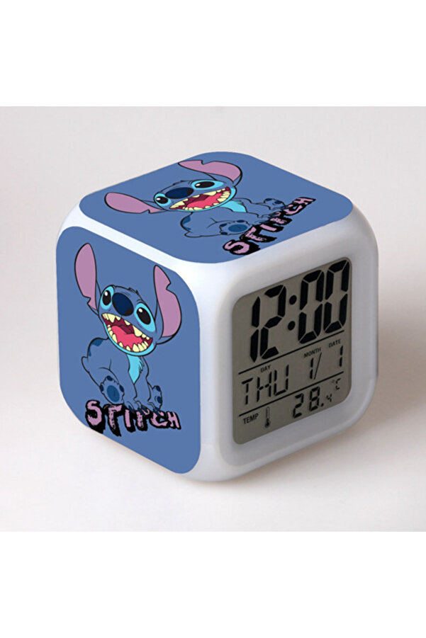Miniso 4 Batteries 3 Anime Disney Stitch Alarm Clocks Night Light Color ...