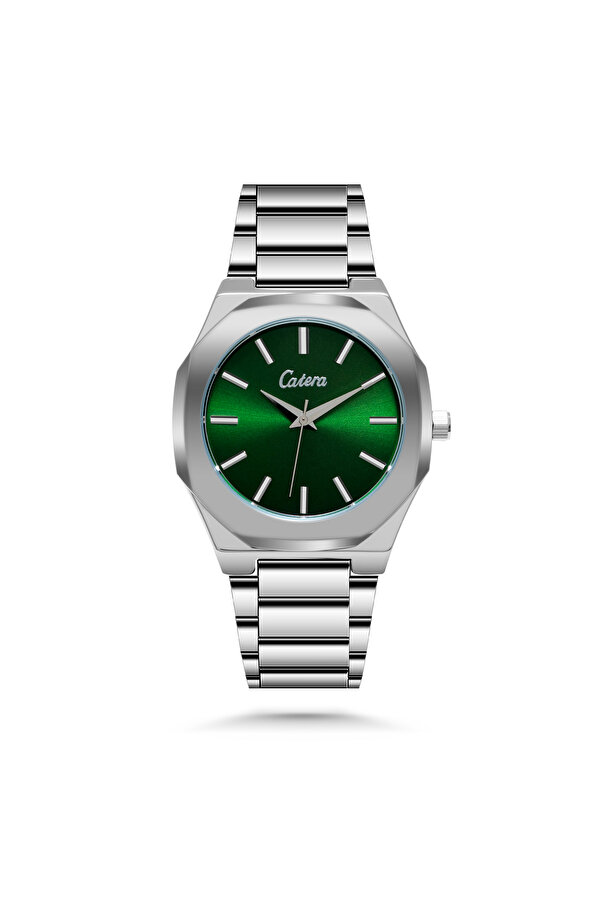 Catera Men S Silver Steel Watch With Green Dial - Trendyol